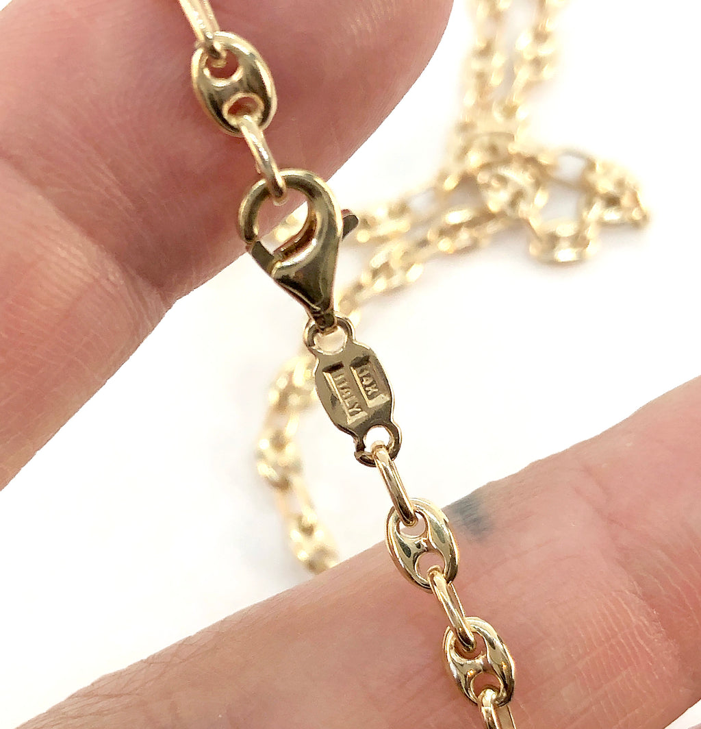 3.75mm Puffed Mariner Link Chain in 14k Yellow Gold – Sita Fine